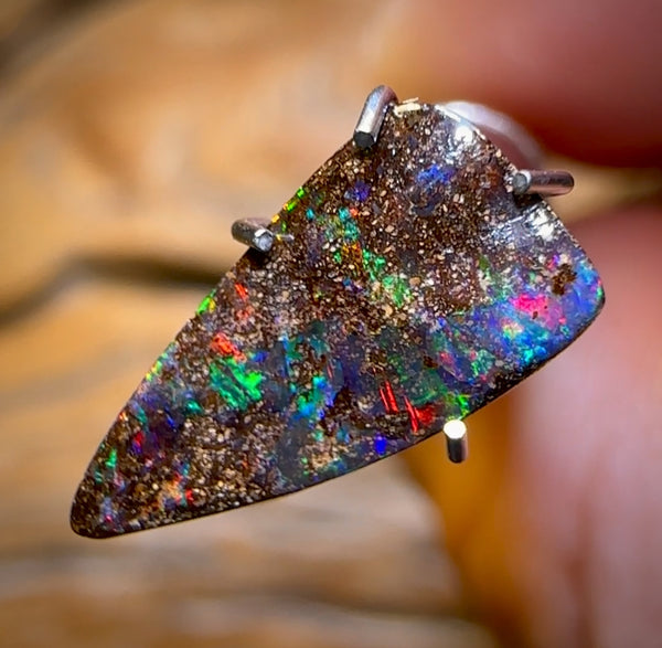 2.1cts - Queensland Boulder Seam Opal Red Fire Multi - Opal Whisperers